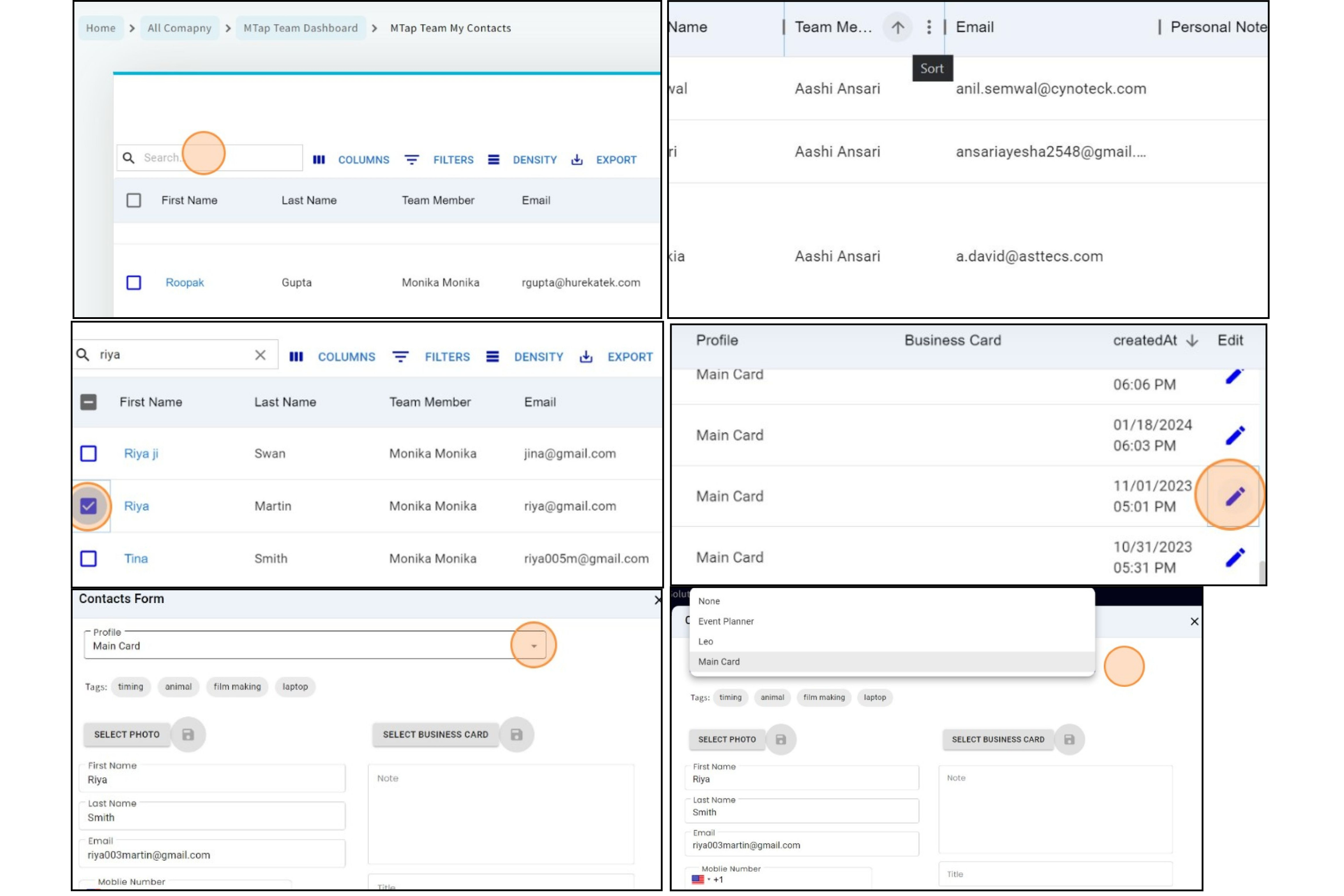 Managing Contacts With mTap Teams Contacts Dashboard – mTap Quick Start Guide